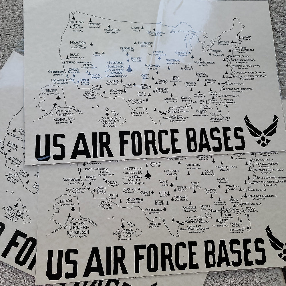 Air Force Bases Tracking Map - Military Retirement & Veteran Gift – JNJ ...