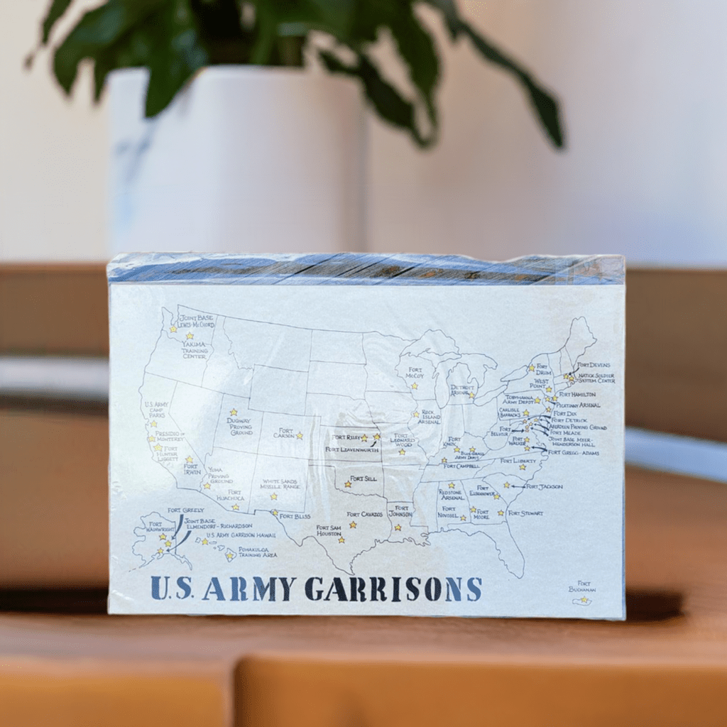 Hand-Drawn US Army Garrisons Map – JNJ Gifts and More