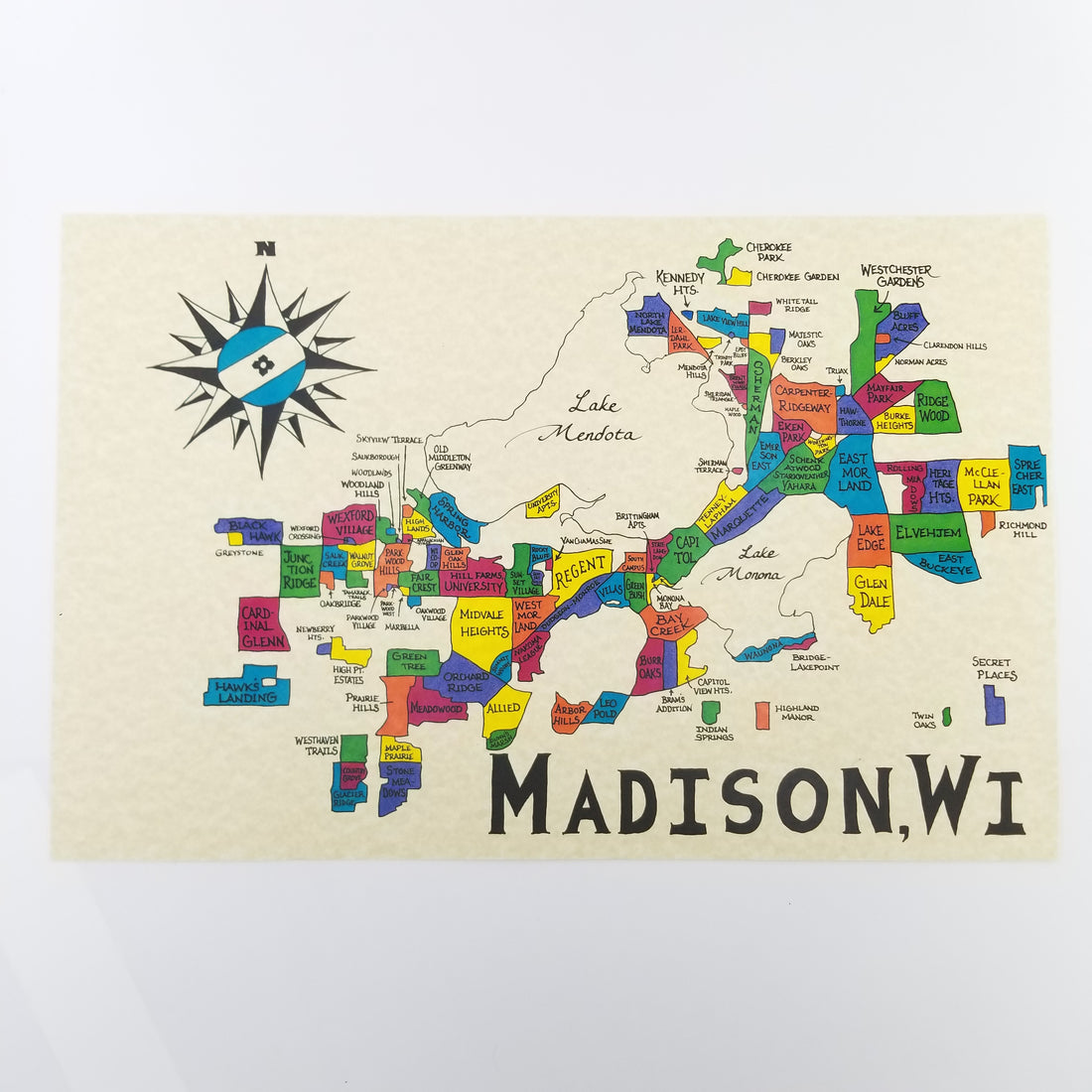 Madison Wisconsin Hand Drawn Map Art – JNJ Gifts and More