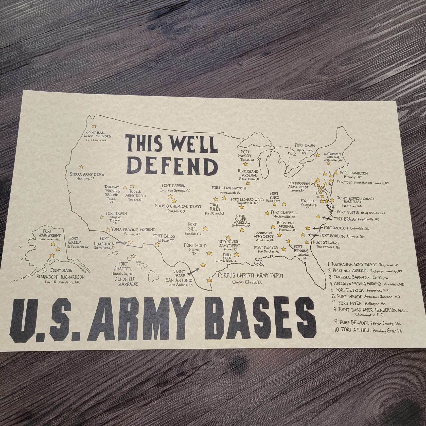 US Army Bases Map – JNJ Gifts and More