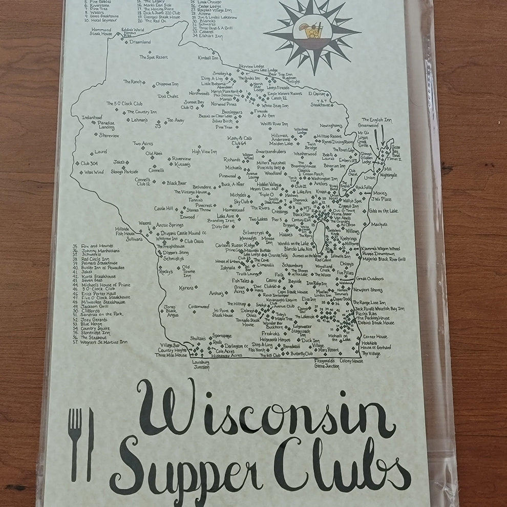 Wisconsin Map | Wisconsin Supper Club Map – JNJ Gifts and More